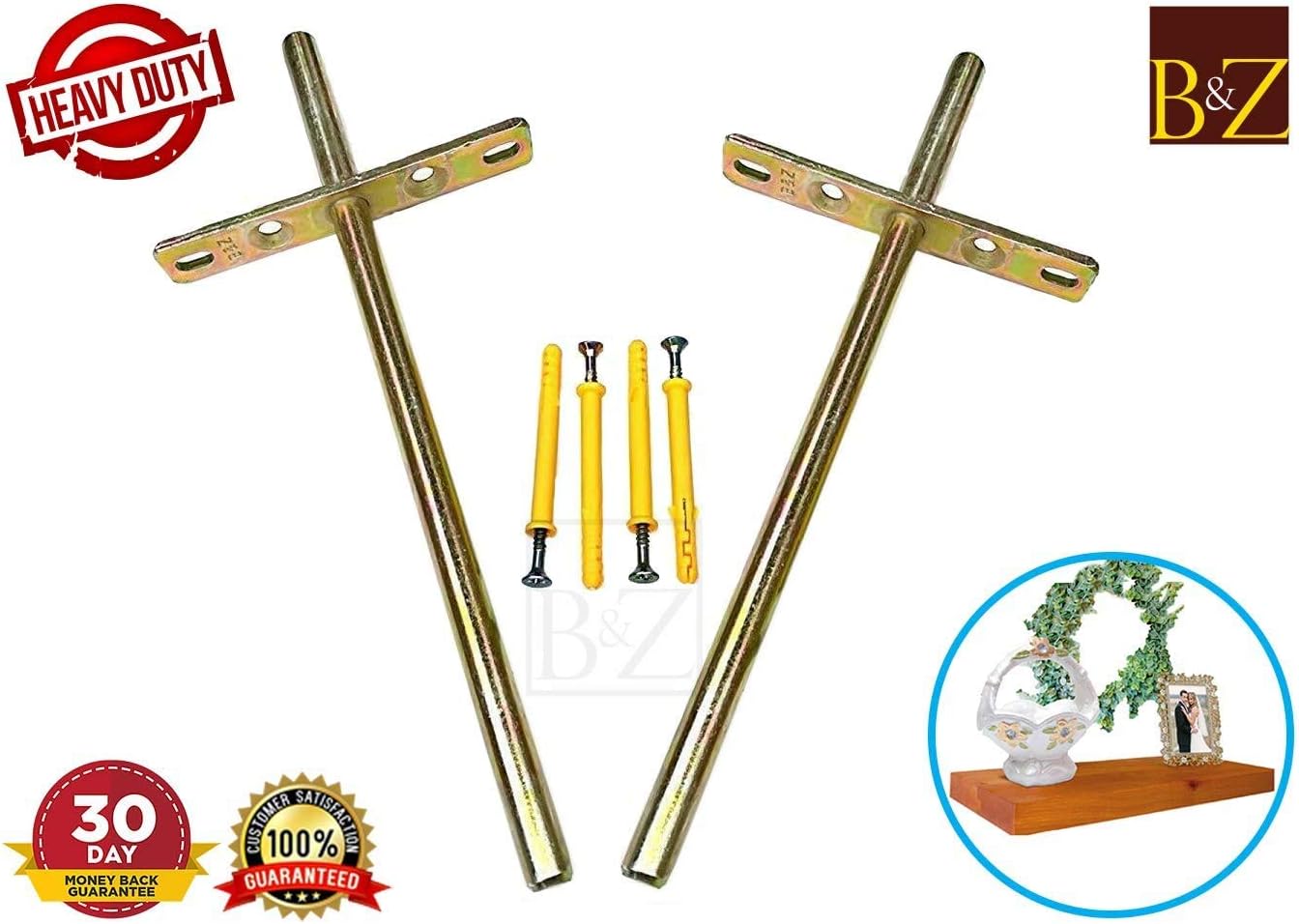 B&Z Heavy Duty Long Concealed/Invisible/Hidden Floating Shelf Support ...