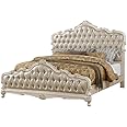 Amazon.com: Acme Chantelle Queen Bed in Rose Gold PU & Pearl White ...