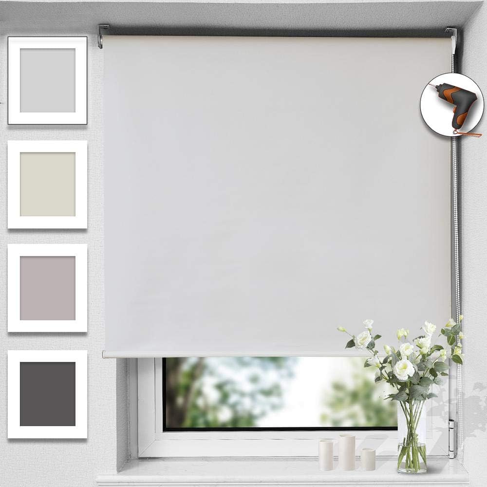 Amazon.de: HOMEDEMO Verdunkelungsrollo Thermorollo zum Bohren (Weiss ...