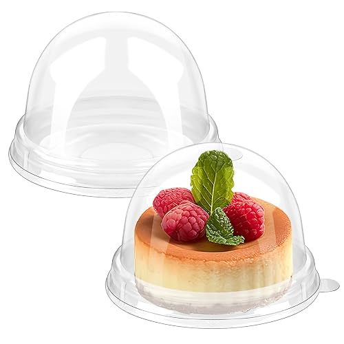 Zezzxu 50 Pack Mini Cake Containers, Clear Plastic Small Cupcake Boxes ...
