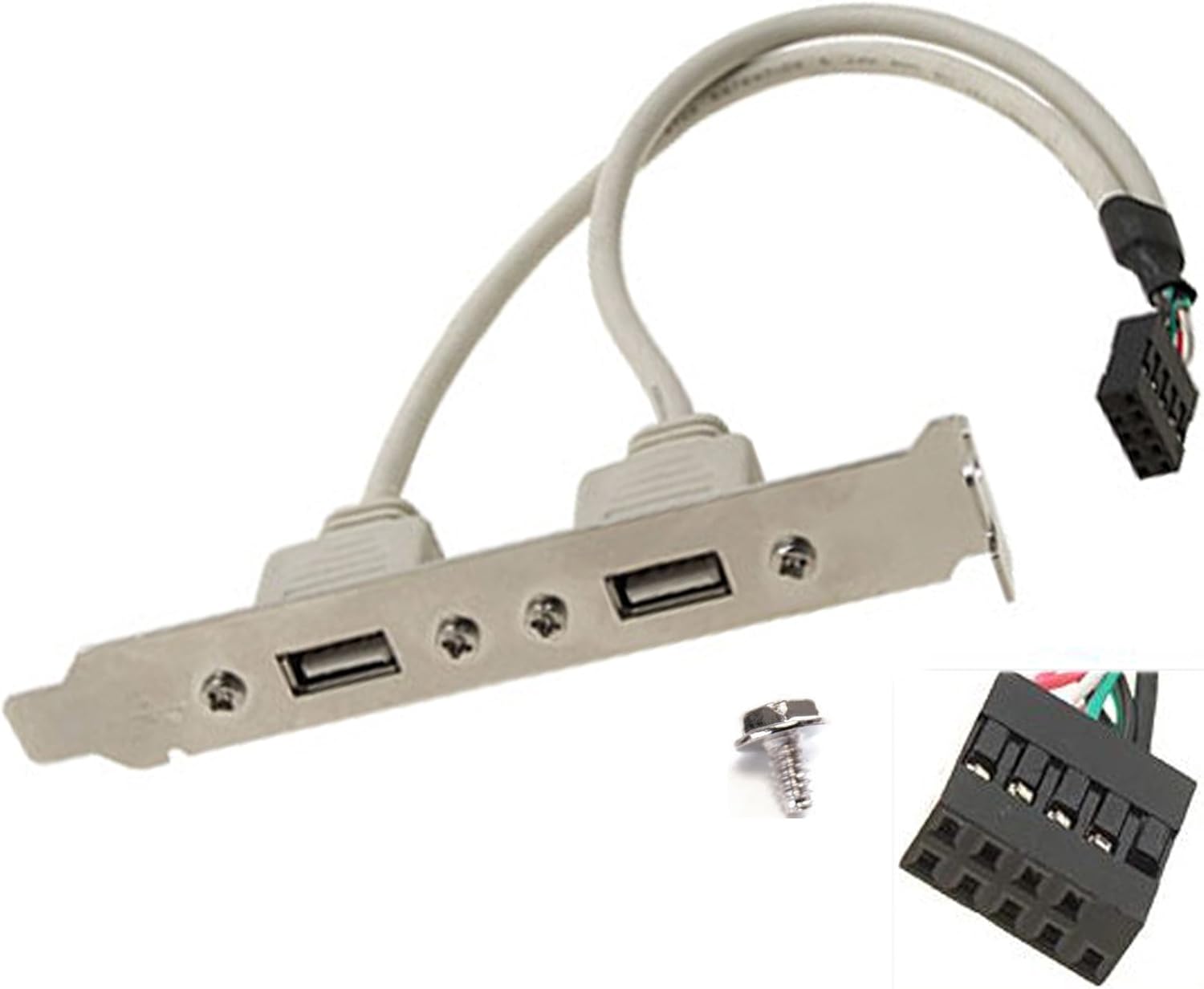 USB 2.0 2 Port PCI Rear Panel Header Bracket Host Adapter to ...