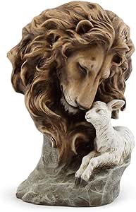 Amazon.com: Lion and Lamb Textured Natural 10 inch Resin Stone ...