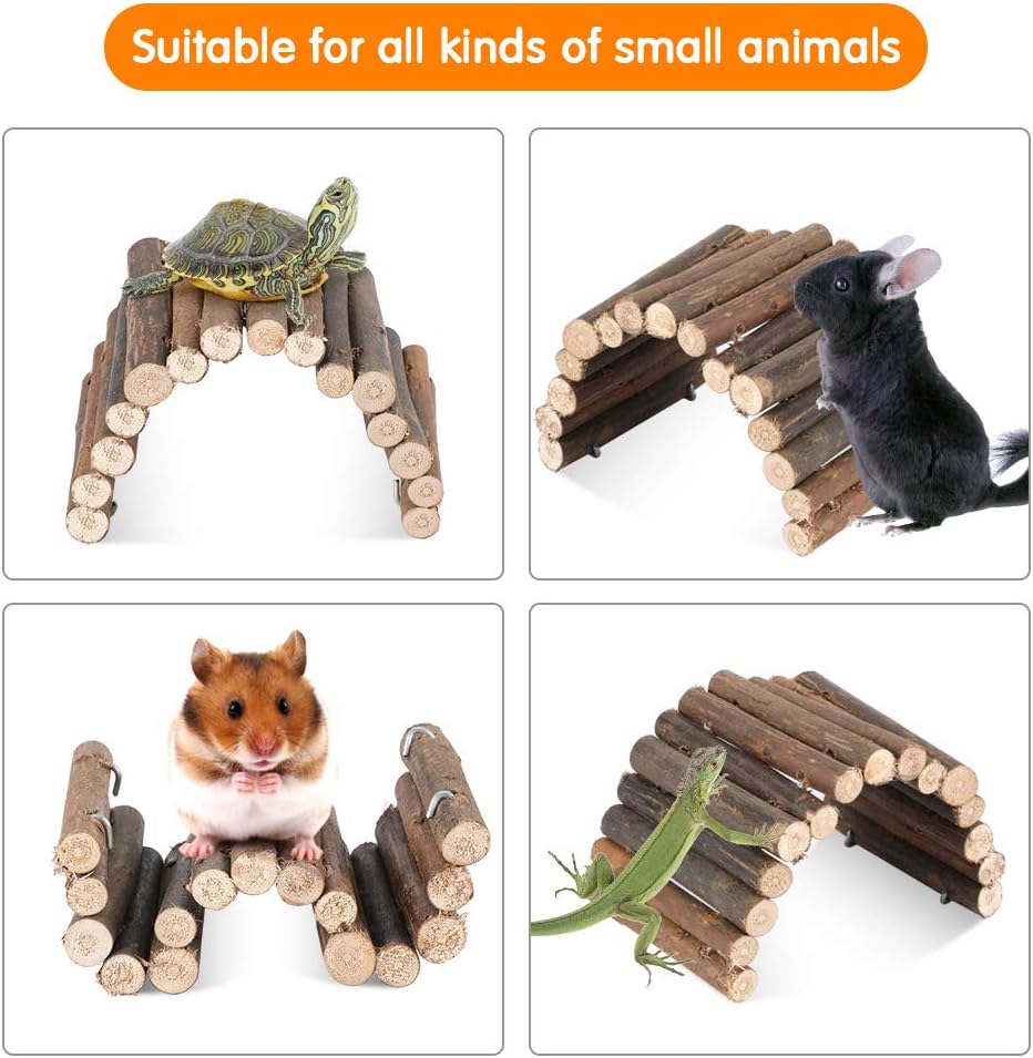 YOUTHINK Hamster Foldable Bridge Stair Natural Wood Hideout House for ...