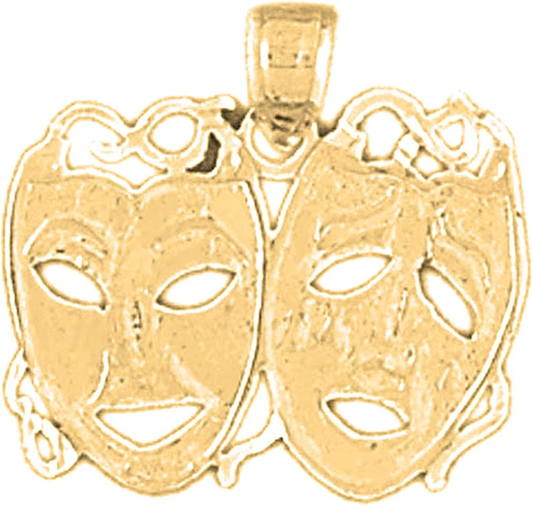 Amazon.com: Jewels Obsession 18K Drama Mask | 18K Yellow Gold Drama ...