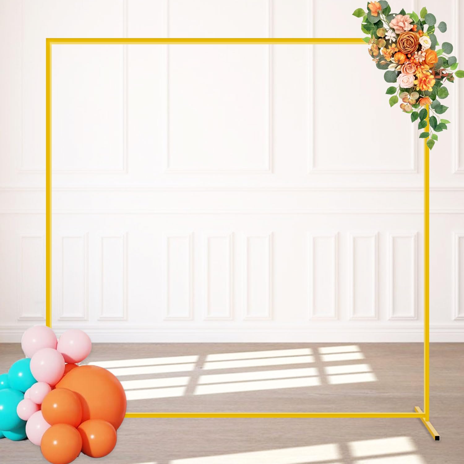 PATYDEST Wedding Arch Stand Gold 6.6FT Square Metal Arch Backdrop Stand ...