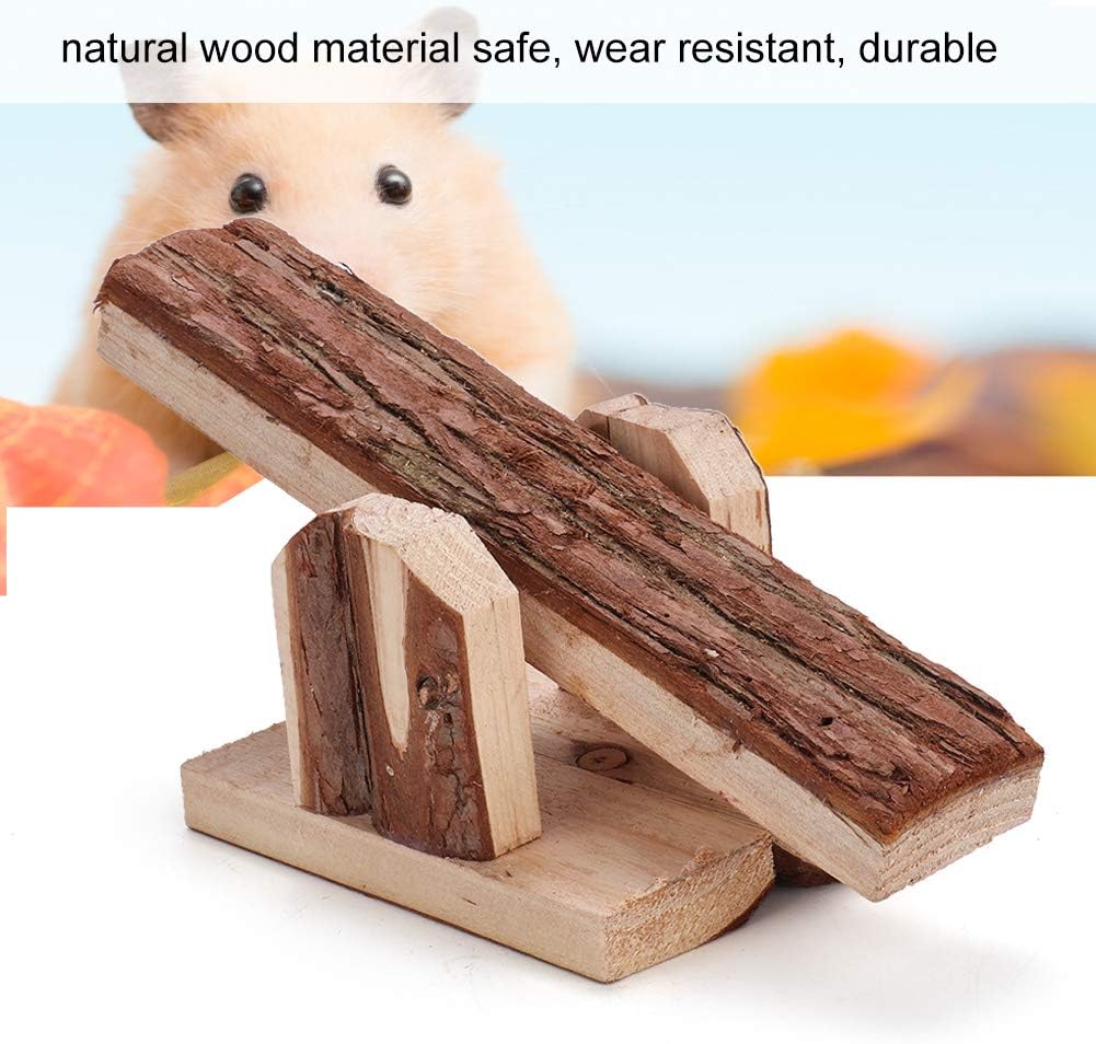 HEEPDD Hamster Seesaw, Natural Wooden Seesaw Small Animal Cage Chew Toy ...