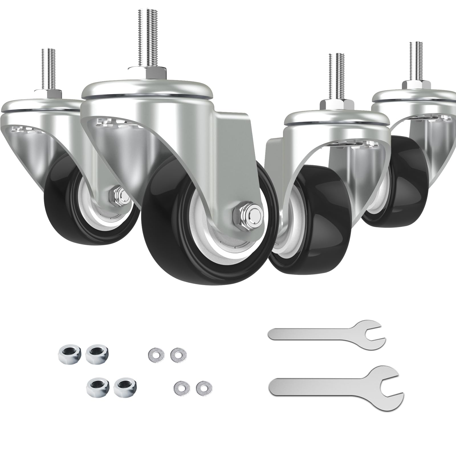 Stem Caster Wheels,2 Inch Set of 4 Heavy Duty Threaded Swivel Casters 1 ...