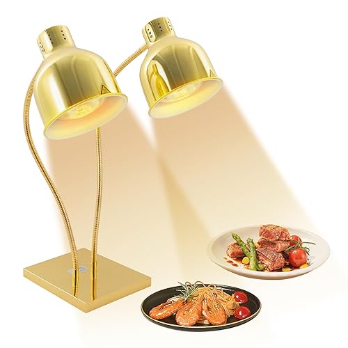 Food Heat Lamp Warmer Gold, 500W Double Bulbs Buffet Display Heating ...