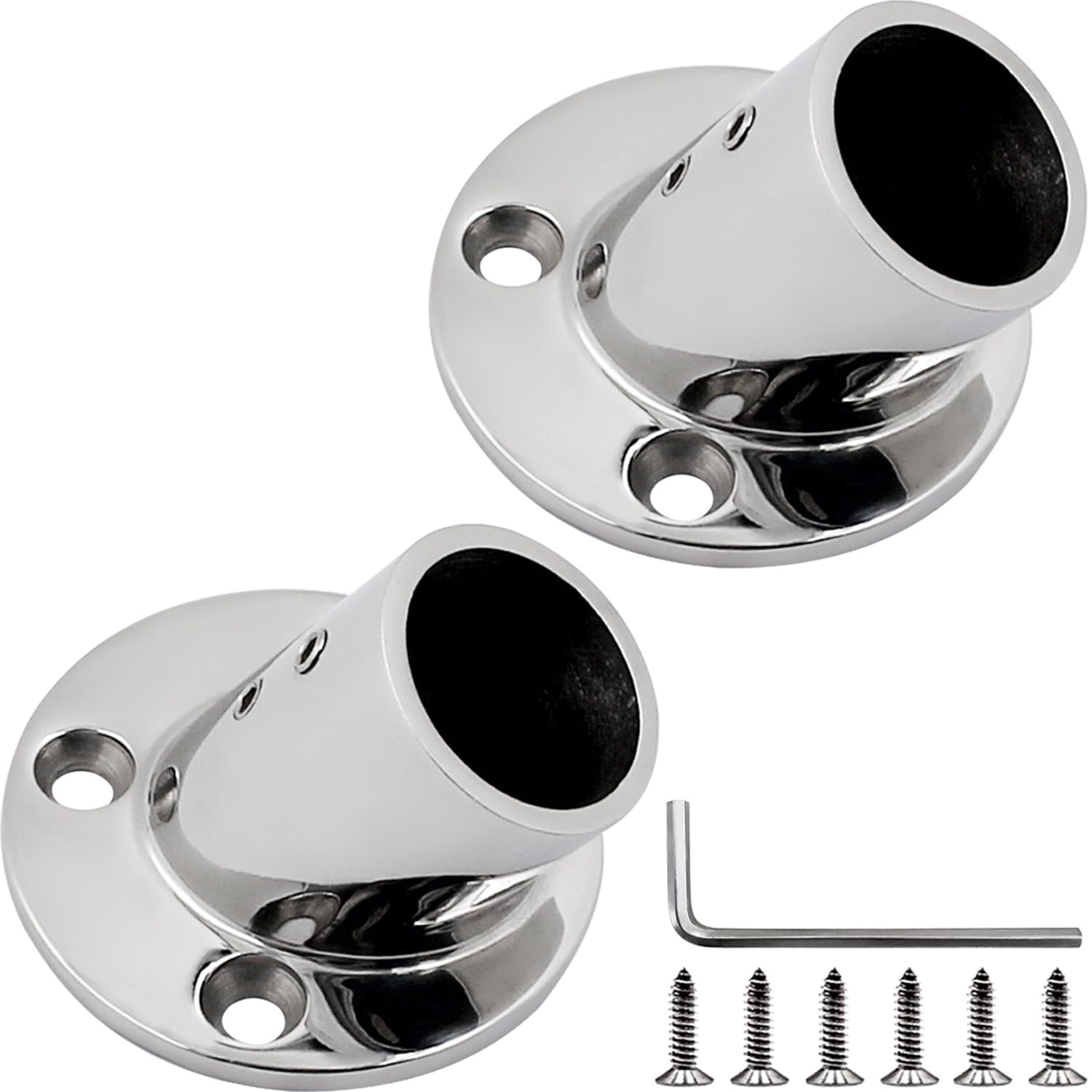 YANYUCB 316 Stainless Steel Round 60 Degree Boat Hand Rail Base(1 inch ...