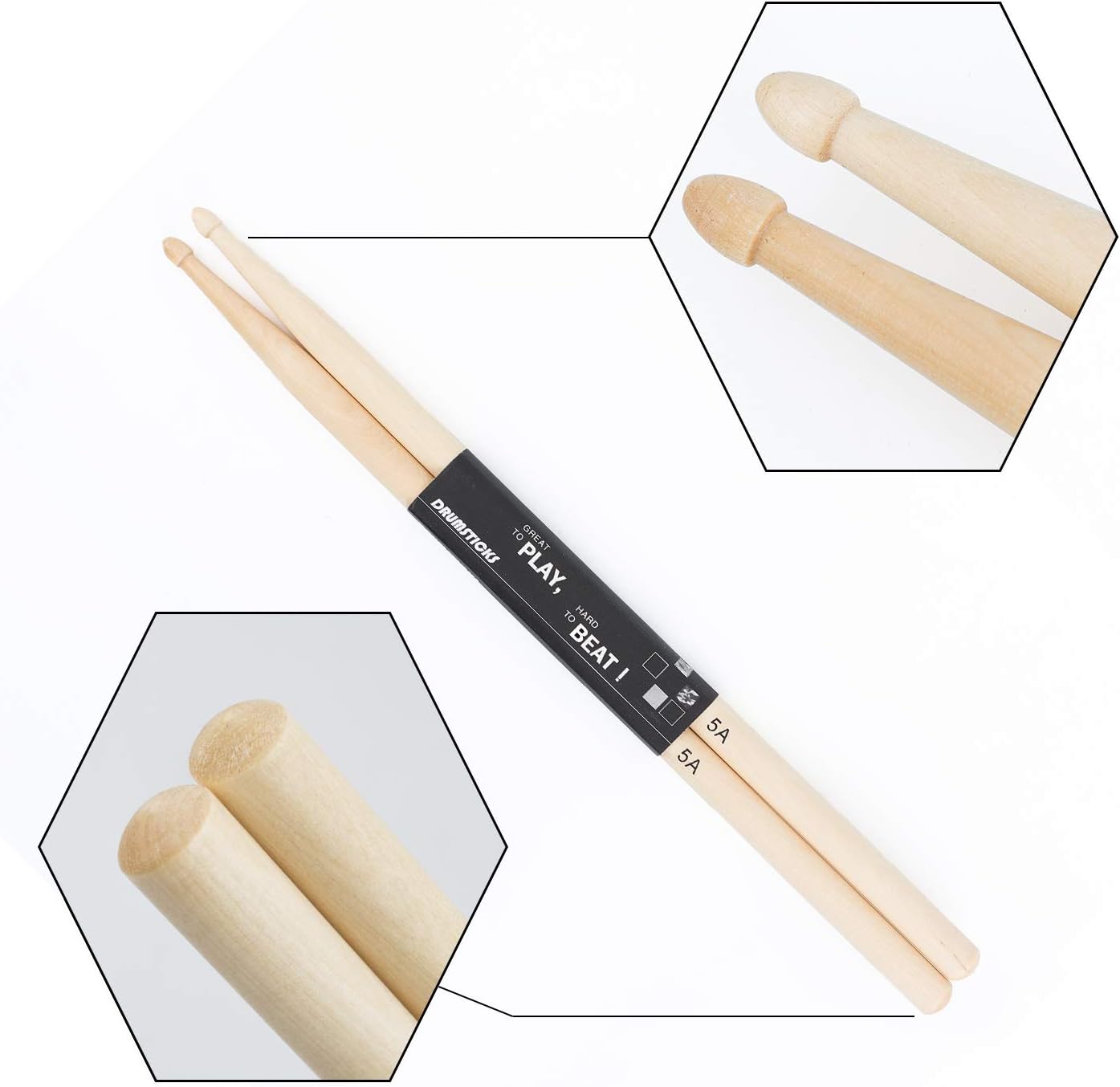 EastRock Drum Sticks Set included 5A Maple Wood Drum Sticks, Drum Wire ...