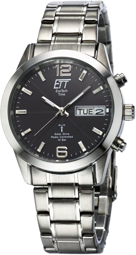 ETT Eco Tech Time Funk Solar Herren Uhr Analog mit Edelstahl Armband ...