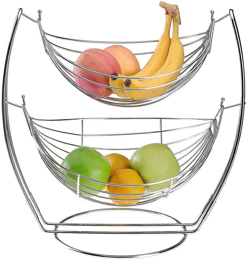 Amazon.com: Fruit Storage Basket for Kitchen - Countertop Double-Tier ...