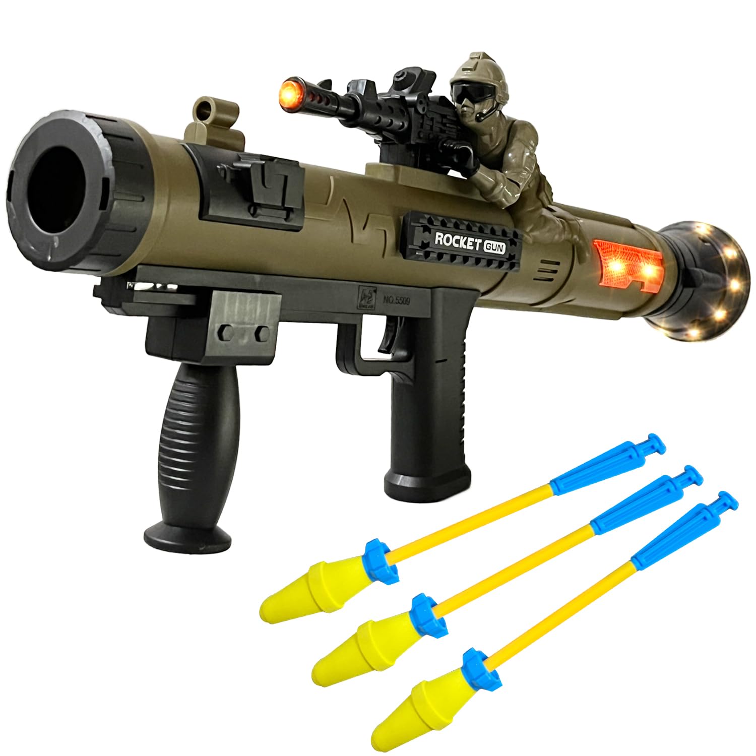 Toy Rocket Launcher, Rocket Gun with 3 Foam Rockets, Toy Rocket Barrel ...