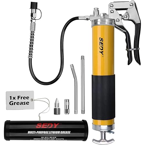 Heavy Duty Grease Gun Kit - 14oz Free Grease Tube 8000 PSI Pistol High ...