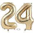 Amazon.com: 40 Inch Light Gold Large 24 Number Balloons Big Number 24 ...