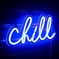 Wanxing Chill Neon Sign Blue LED Sign 14'' x 7'' for Wall Decor ...