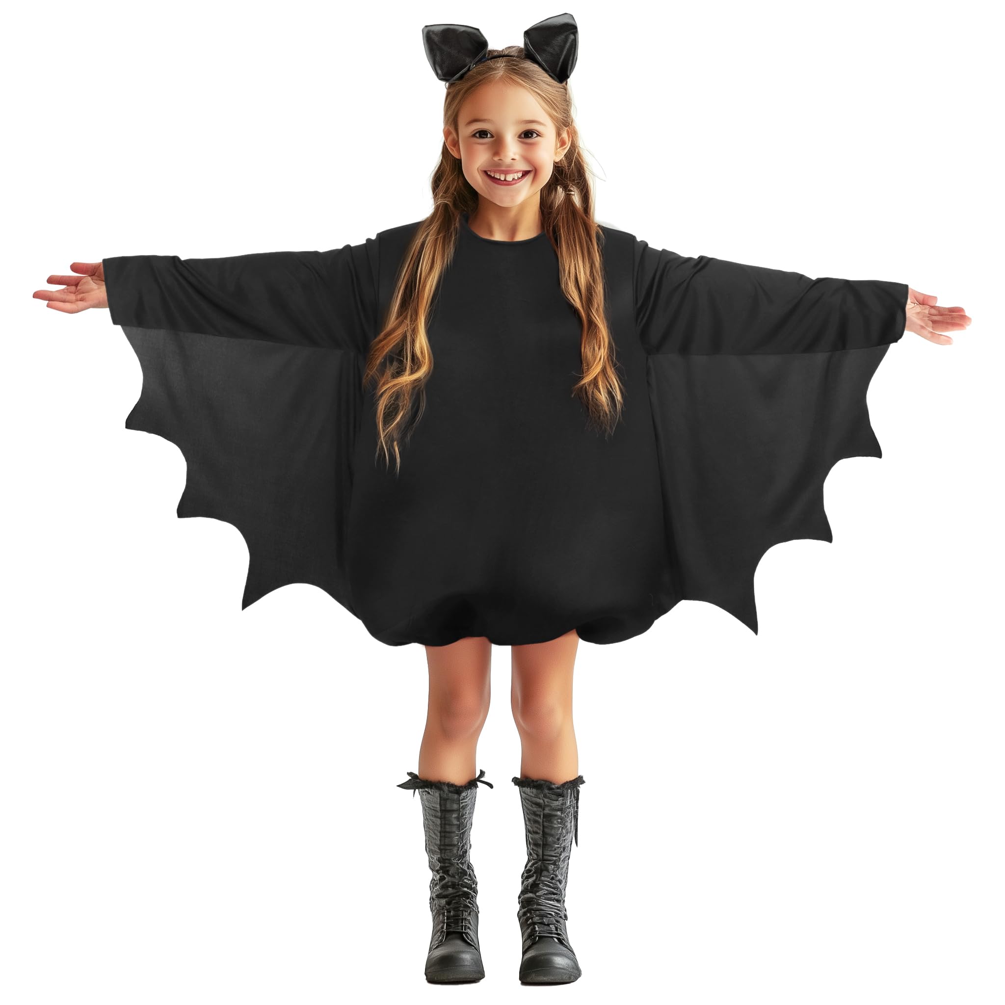 HOMELEX Bat Costume for Kids Jumpsuit Halloween Cosplay Set Girls Black ...