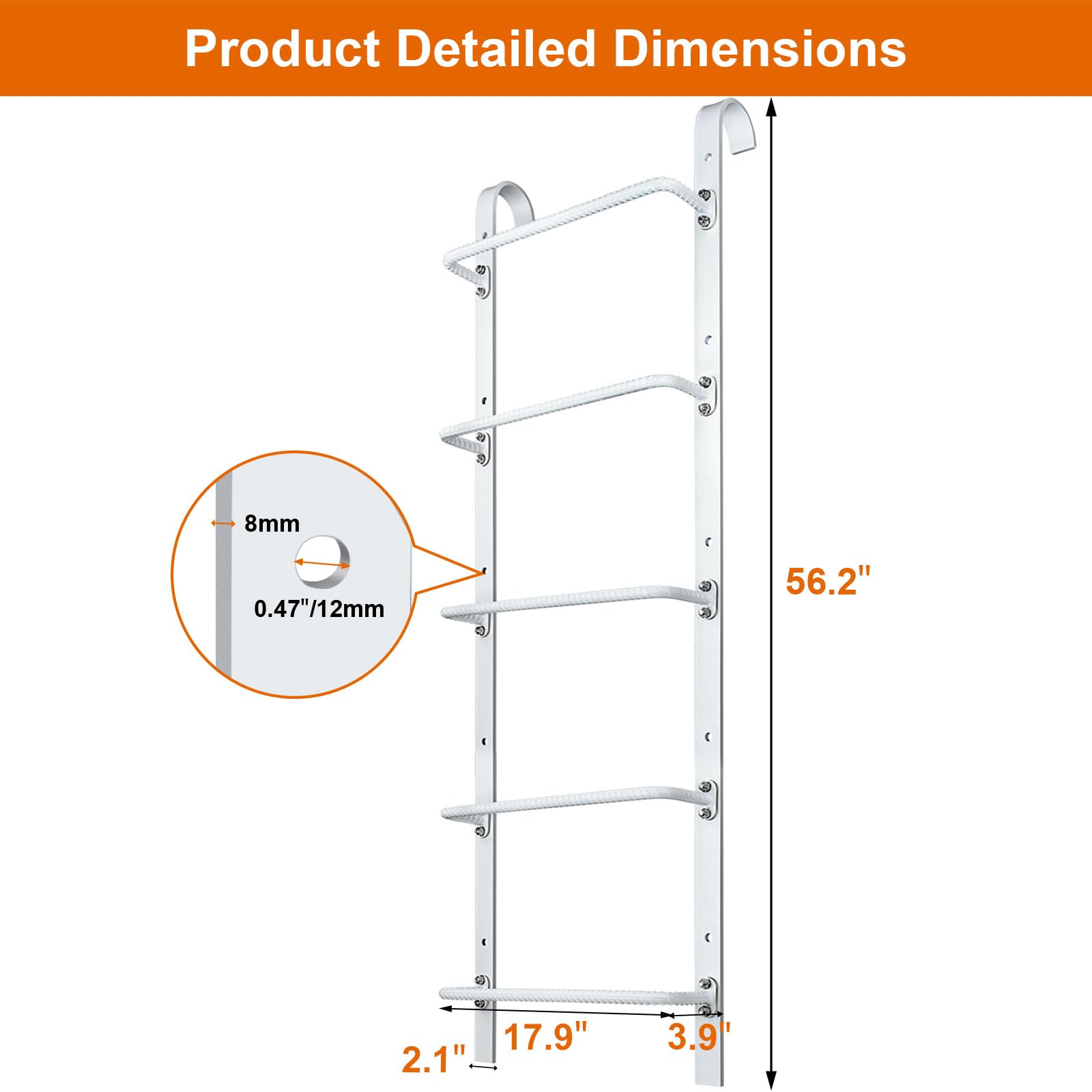 Zwinz 5-Rung Window Well Ladder Hooked, Heavy Duty Steel Fire Escape ...