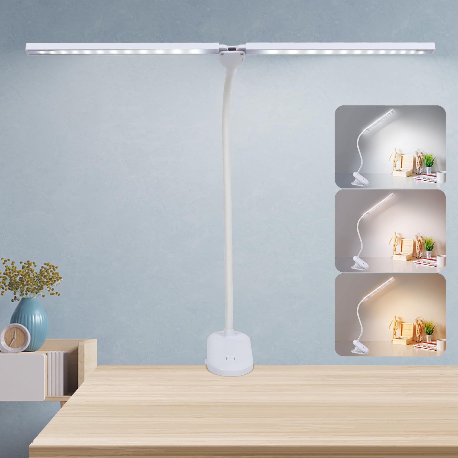 deaunbr LED Reading Light with Clip, Desk Lamp 48 LEDs 2600mAh Battery ...
