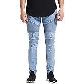 Sarriben Distressed Jeans Men, Destroyed Slim Fit Straight Leg Biker Skinny Jeans Casual Long ...
