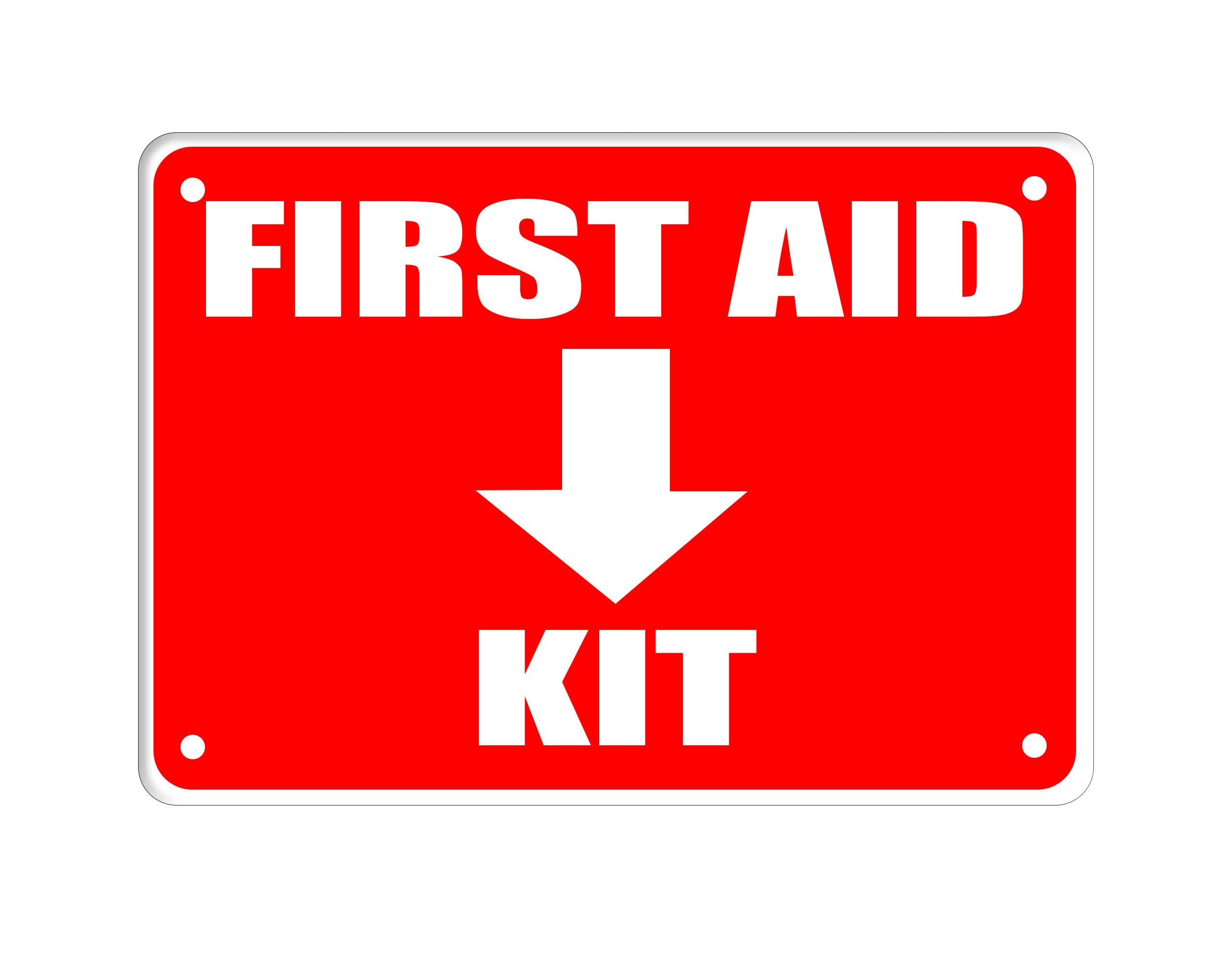 First Aid Sign, Durable Plastic Safety Sign, 7 X 10 Inch, Red On White ...