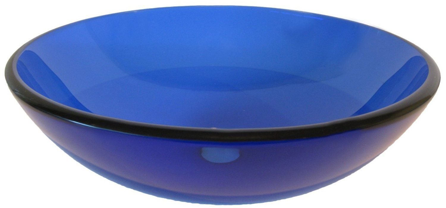 E-PLUMB Round Blue Glass Wash Basin Designer Bowl Bathroom Counter Work ...