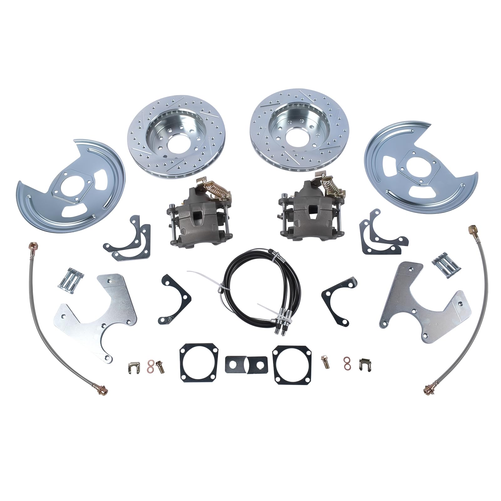 Bario Rear Disc Set Conversion Cross Drilled and Slotted Rotors ...