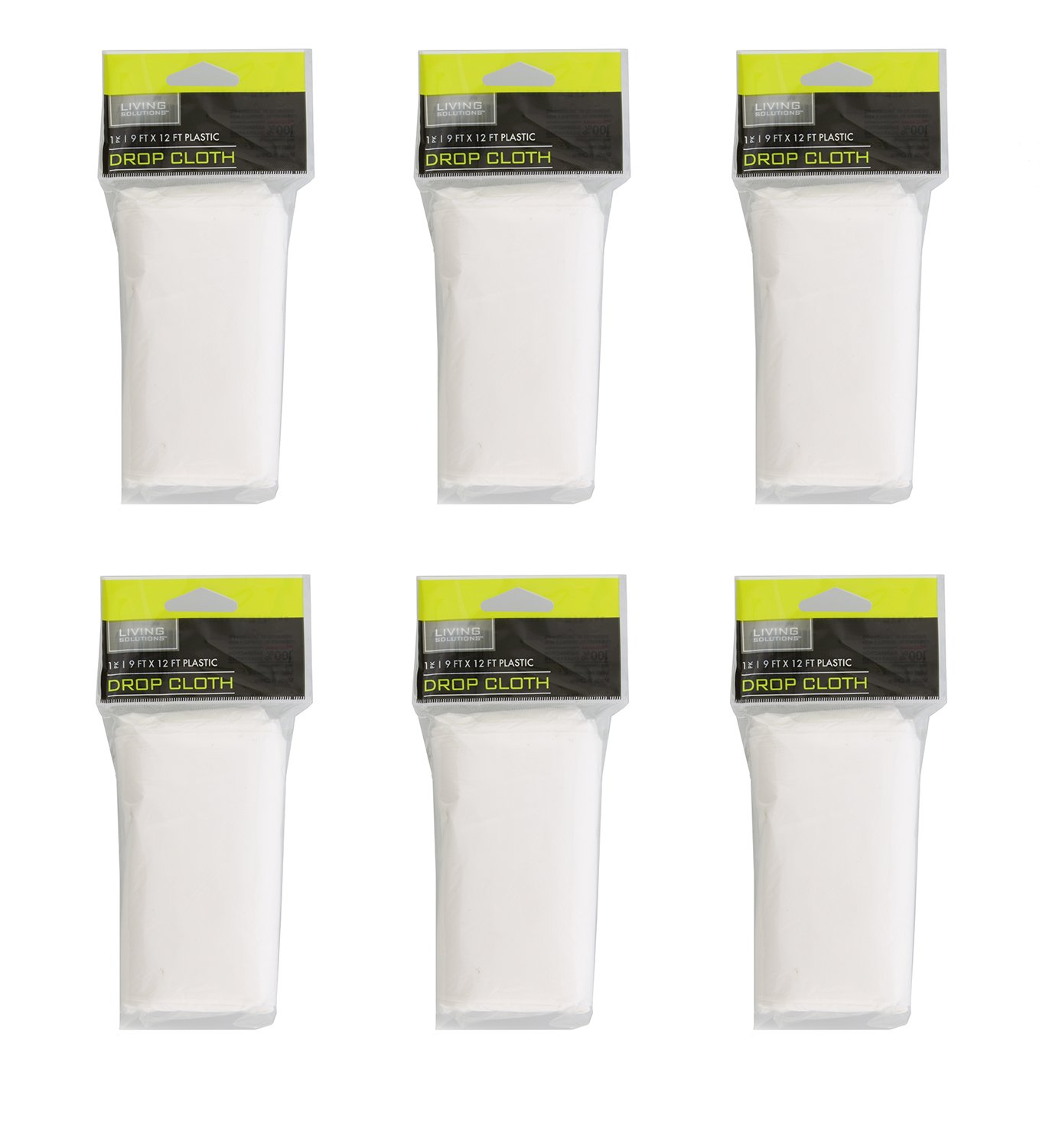 White Plastic Drop Cloth 6-Pack Set 9’ x 12’ Feet Paint Spill Painting ...