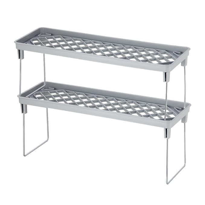 Lado (2x) Folding Chrome Legs Plastic Top Shelf Storage Rack (SI-K1003 ...