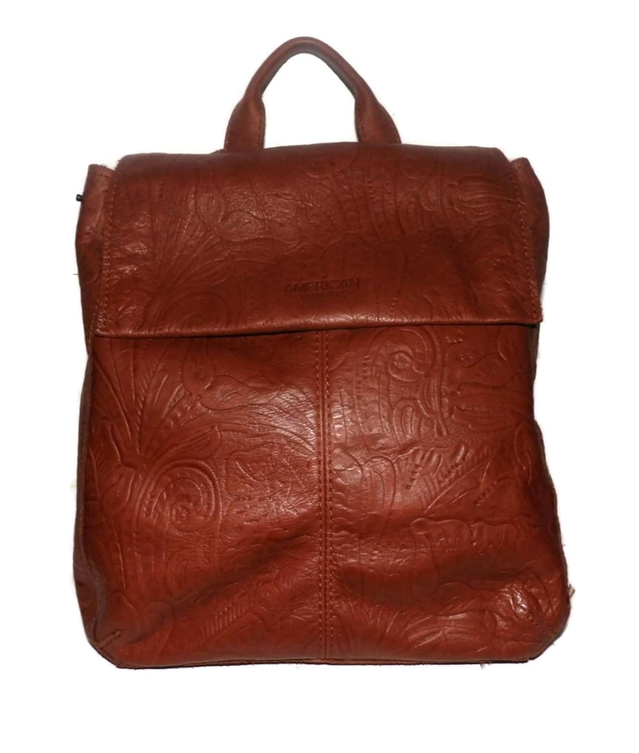 AMERICAN LEATHER CO Brown Liberty Brandy Tooled Backpack: Amazon.in ...