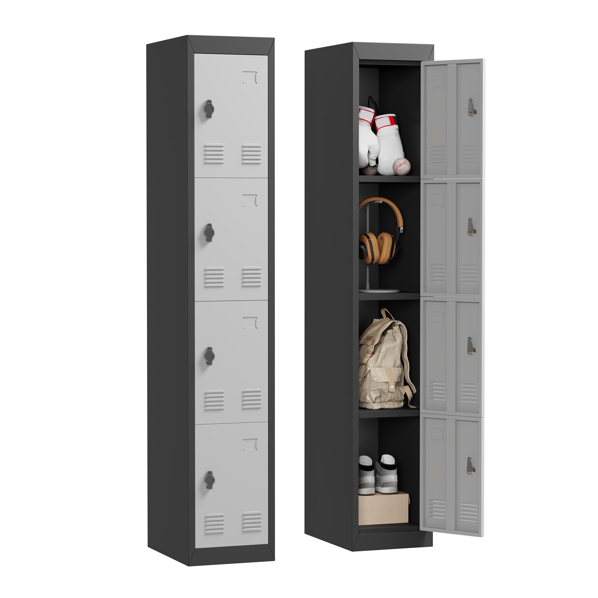 4 Doors Tall Single Metal Locker, Metal Lockers for Employees with Keys ...