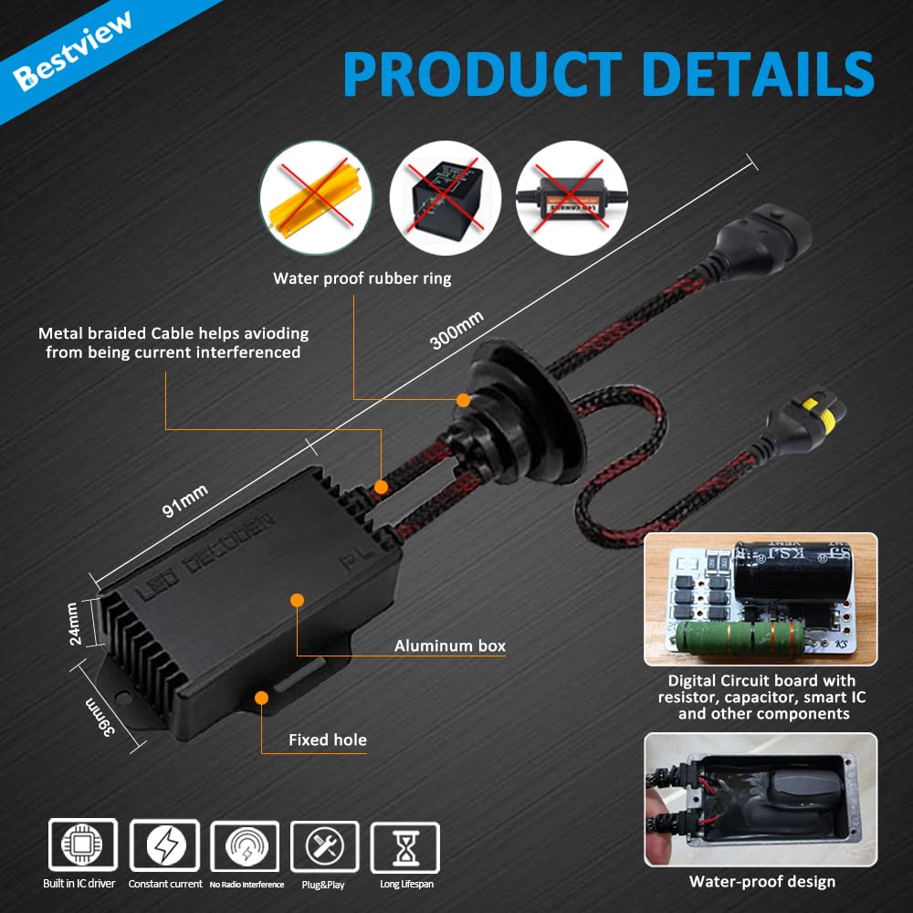 Mua Bestview 9005/9006/H10/HB4 LED Light Canbus Decoder Anti Flicker ...