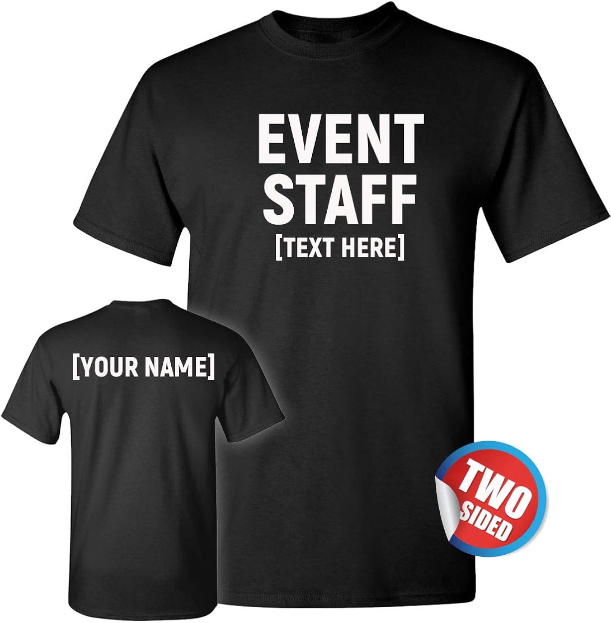 Amazon.com: Custom Event Staff T Shirts - Black Tops for Events - Add ...
