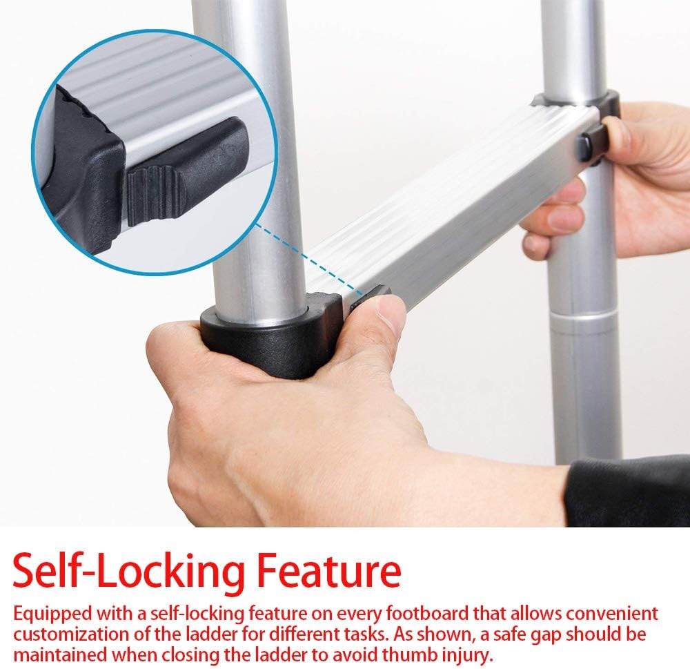 2.6M Telescopic Ladder, Aluminum Extension Foldable Telescopic Ladder ...
