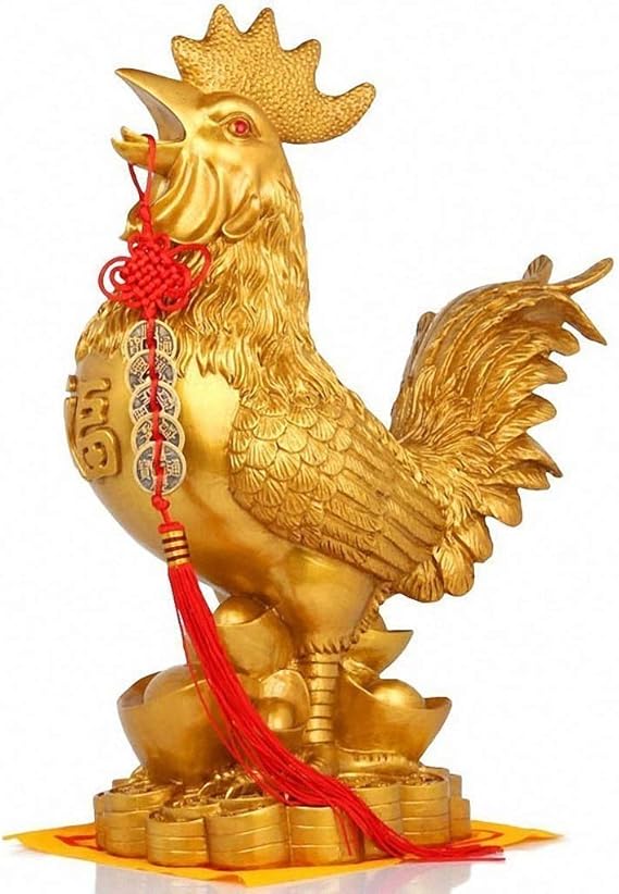 Feng Shui Rooster Statue Decoration + Set Of 5 Lucky Charm Ancient ...