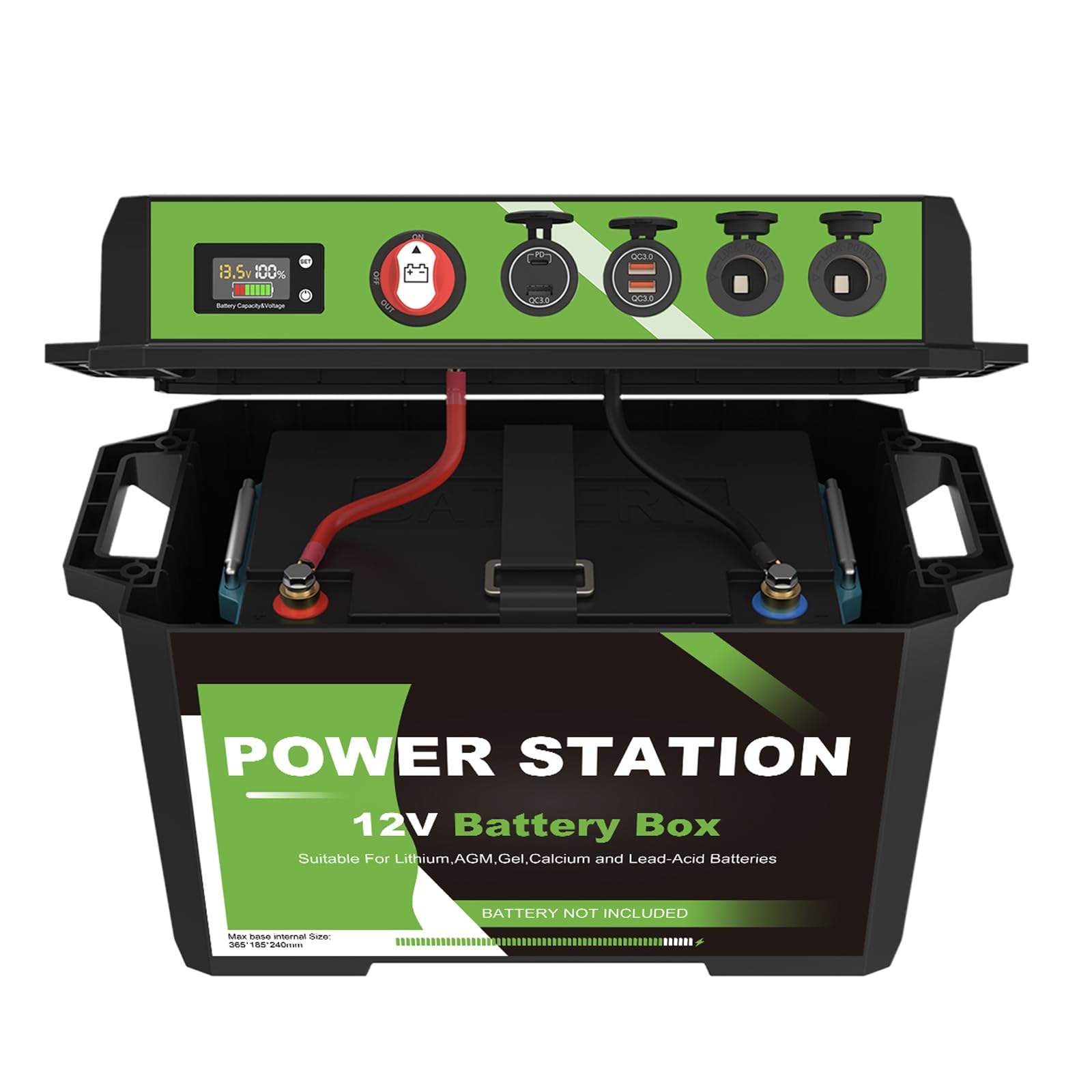 Battery Box Power Center with USB and Anderson Plug, Group 24-31 12V ...