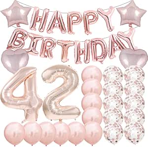 Sweet 42th Birthday Decorations Party Supplies,Rose Gold Number 42 ...