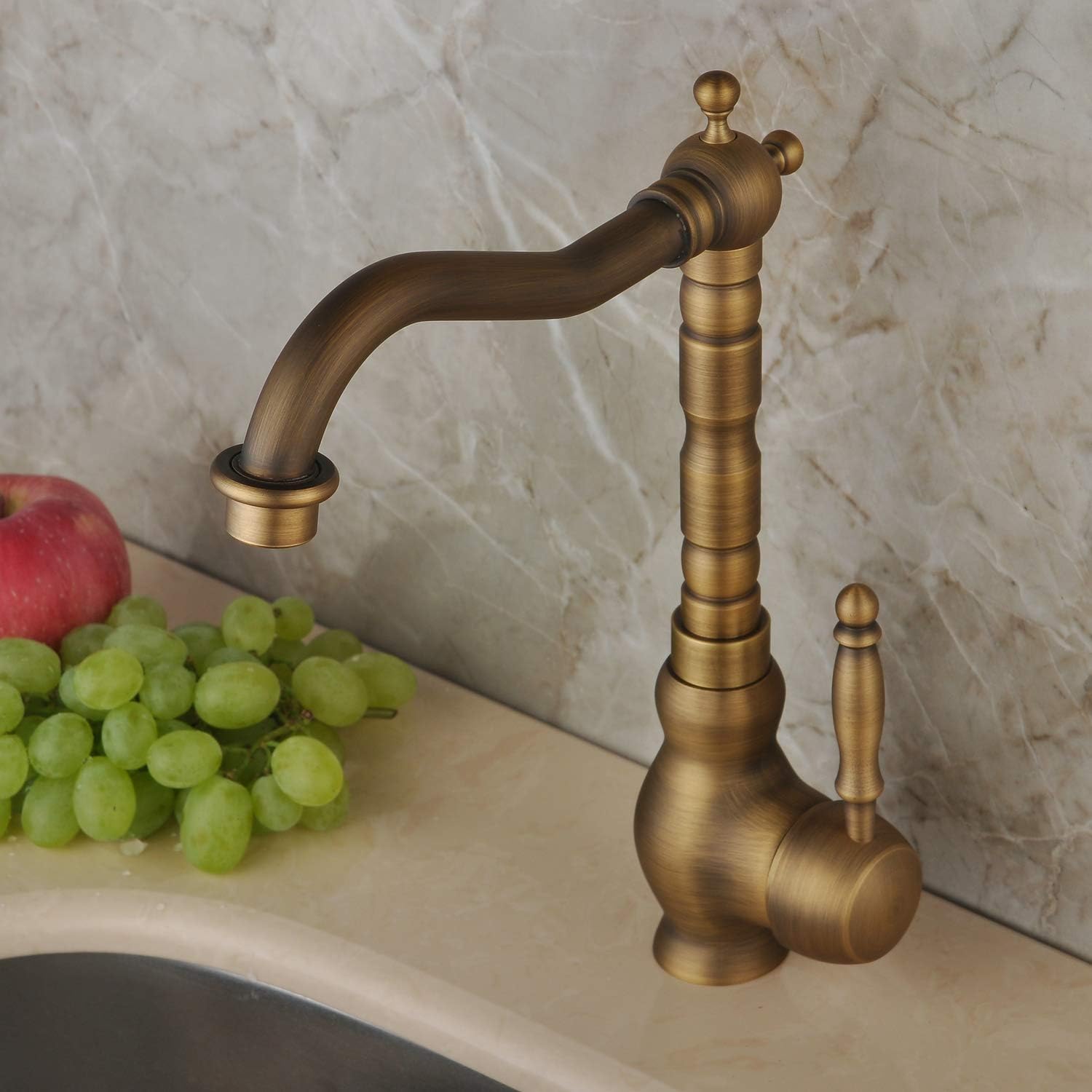 Kitchen Mixer Taps Antique Brass Lever Sink Taps Giraffe Basin Faucet ...