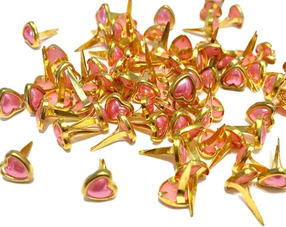 Amazon.com: Mini Heart Brads for Crafts & Scrapbooking Gold with Rose ...