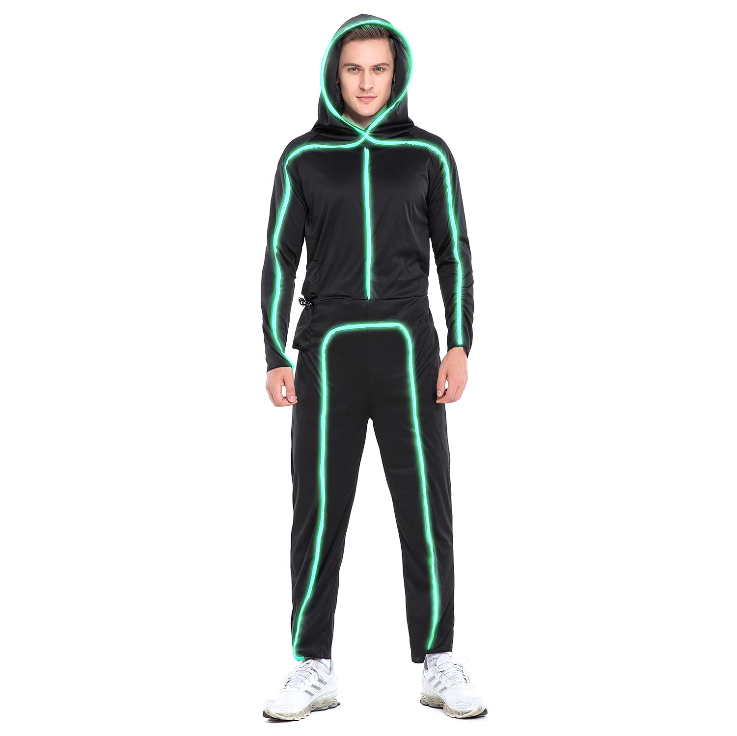 Hsctek Stick Figure Costume Adult, Halloween Led Stick Man Costumes ...