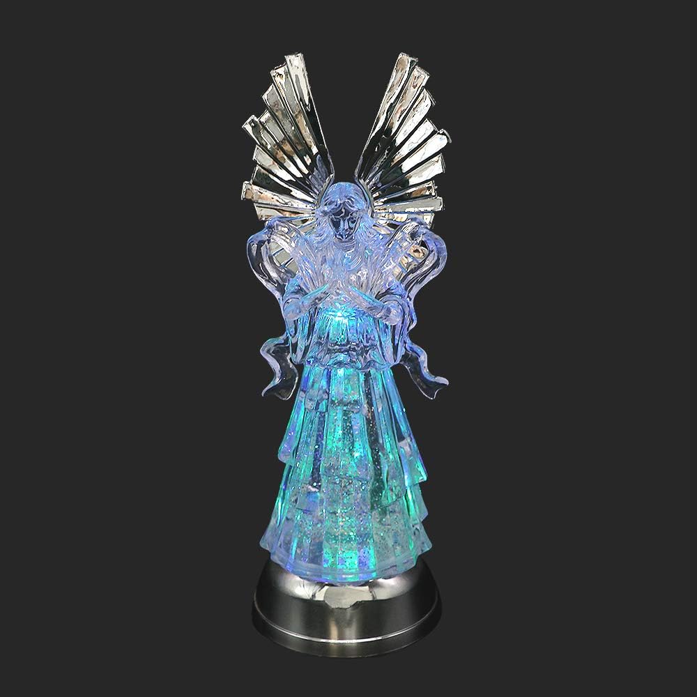 Amazon.com: Wondise 14” Color Changing Angel Lighted Water Lamp Battery ...