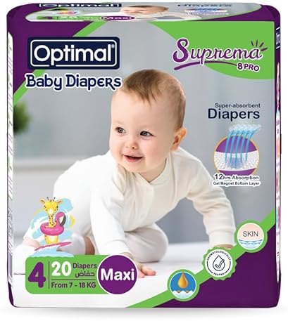 سعر Optimal Baby Diaper (4) Maxi (7-18Kg) 20 Pcs Transparent فى السعودية | بواسطة امازون ...