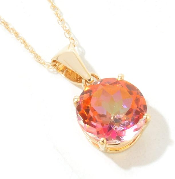 Amazon.com: 14Kt Gold Sunset Topaz 8mm Round Pendant: Jewelry