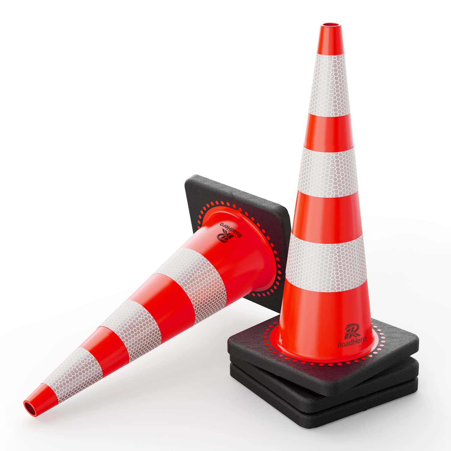 RoadHero 4 Pack Traffic Safety Cones 36 Inch with Black Weighted Base ...