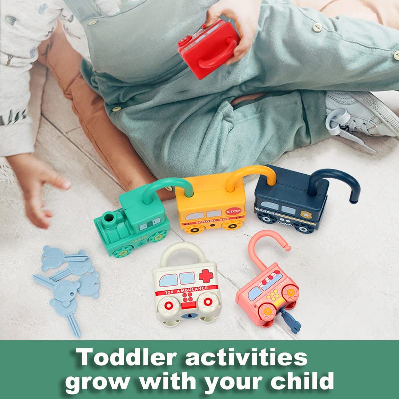 Bokoeiei Kids Learning Locks and Keys Car Toys Sorting & Matching ...