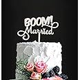 Amazon.com: BOOM! Married Wedding Cake Topper, Silver Glitter Funny ...