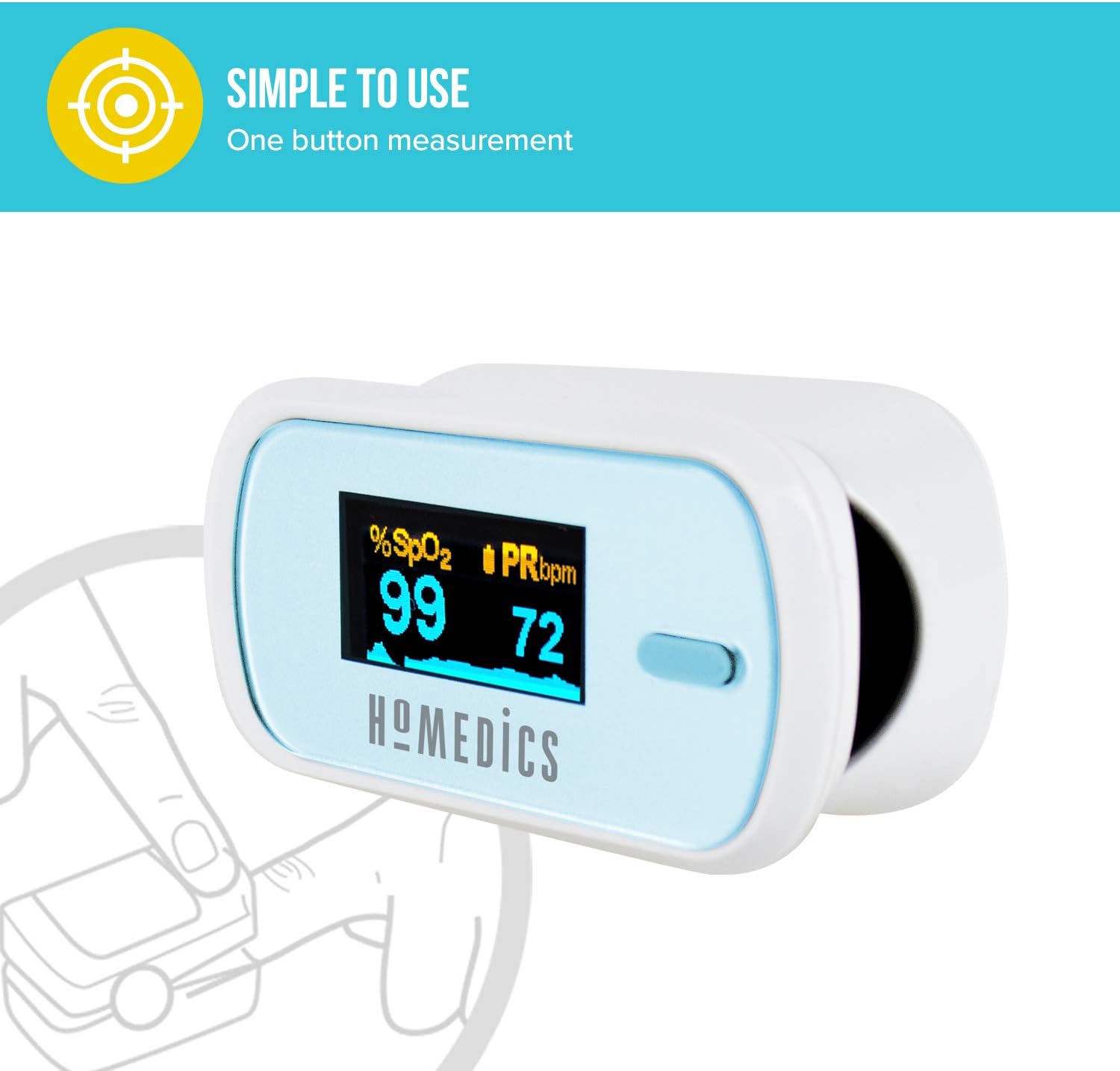 HoMedics Fingertip Pulse Oximeter – Measures Oxygen Saturation, Pulse ...