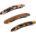 Amazon.com : 3PCS French Tortoise Shell Automatic Hair Barrettes and ...