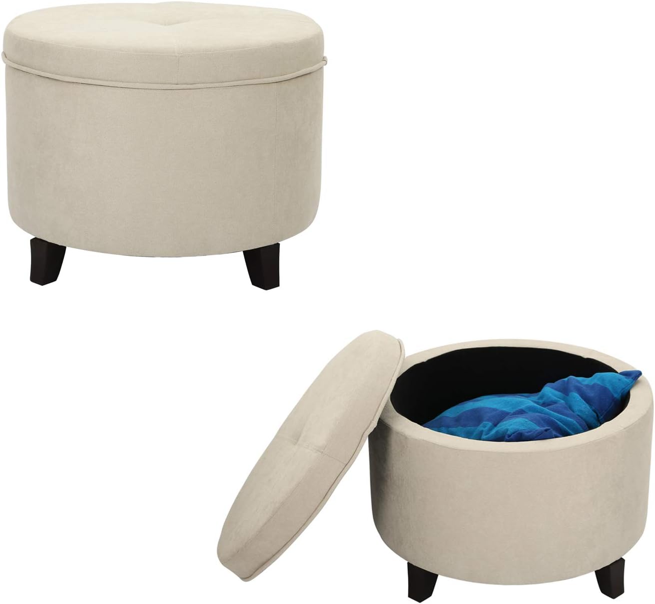 Amazon.com: Homebeez , Button Tufted Footstool with Removable Lid ...