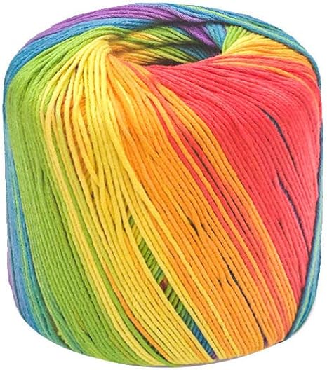 Healifty 1 Roll Cotton Yarn Rainbow Knitting Yarn Fingering Weight ...